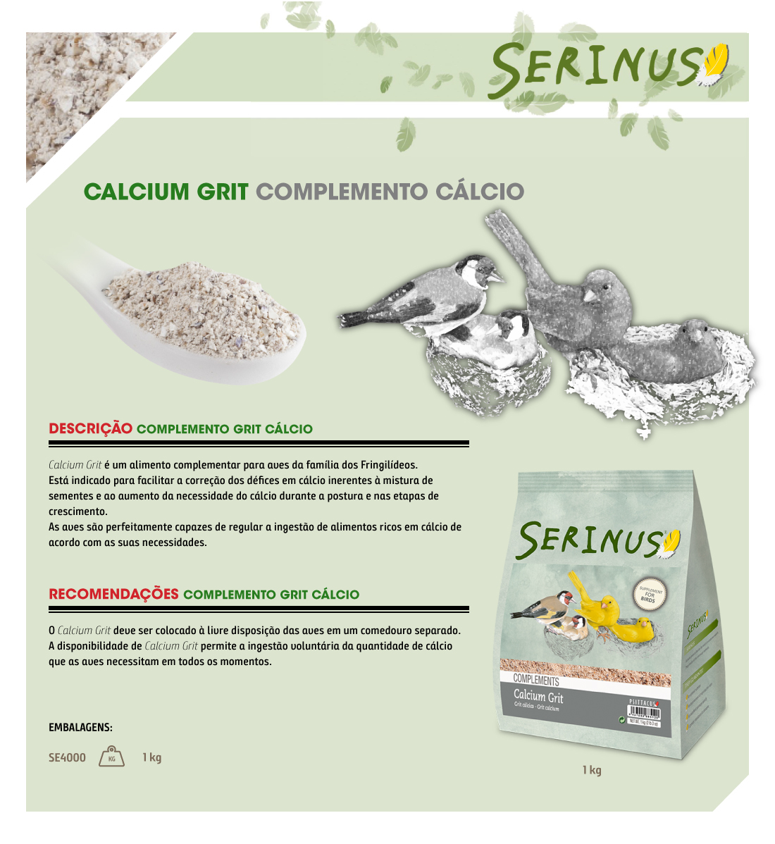 CALCIUM GRIT COMPLEMENTS SERINUS | COMPLEMENTO GRIT CÁLCIO - 1KG ...